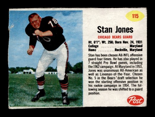 1962 Post #115 Stan Jones Bears VG-EX *3q | eBay