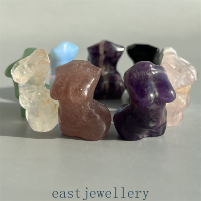 Natura Mixed hand carved Fat Women Naked gem skull quartz crystal skull ...