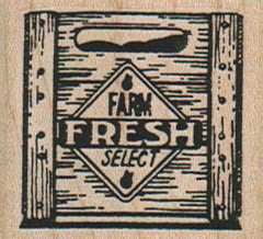 Farm Fresh Select Crate 1 3/4 x 1 1/2" Mounted Rubber Stamp, Object ...