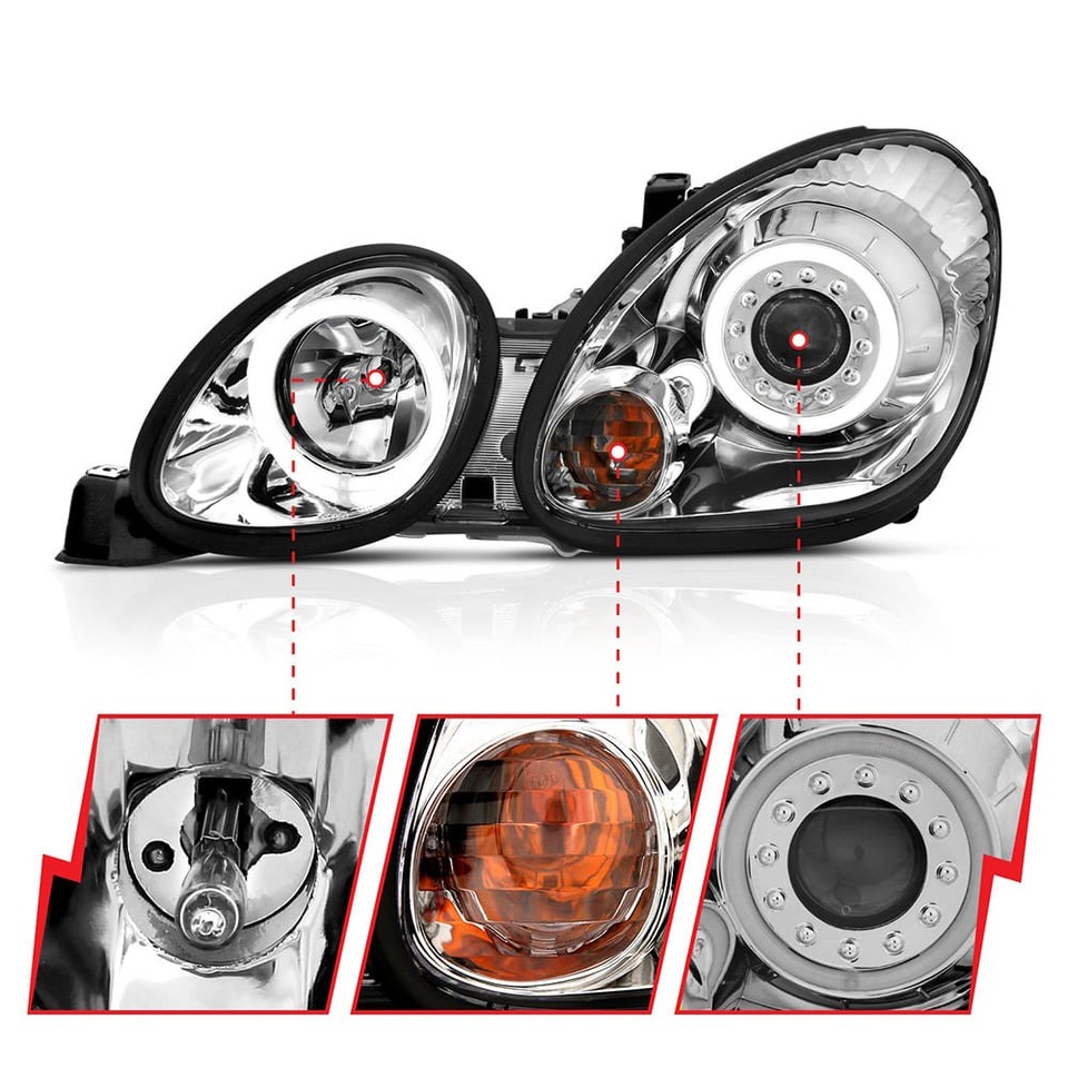 Clear Lens CCFL Headlight Assembly w/Halo for 1998-2005 Lexus GS300 4dr ...