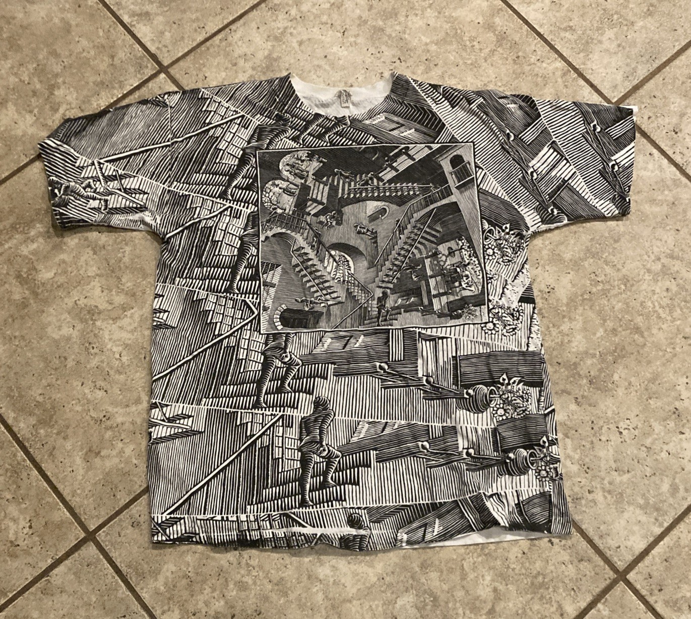 Vintage Mc Escher Spiral Stairs Relativity Andazia T-… - Gem