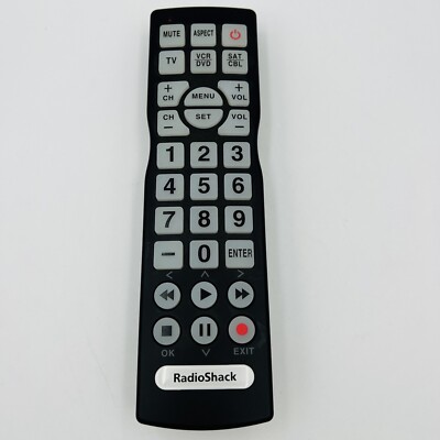 Radio Shack No. 15-310 Universal Remote Control Large Buttons Black | eBay