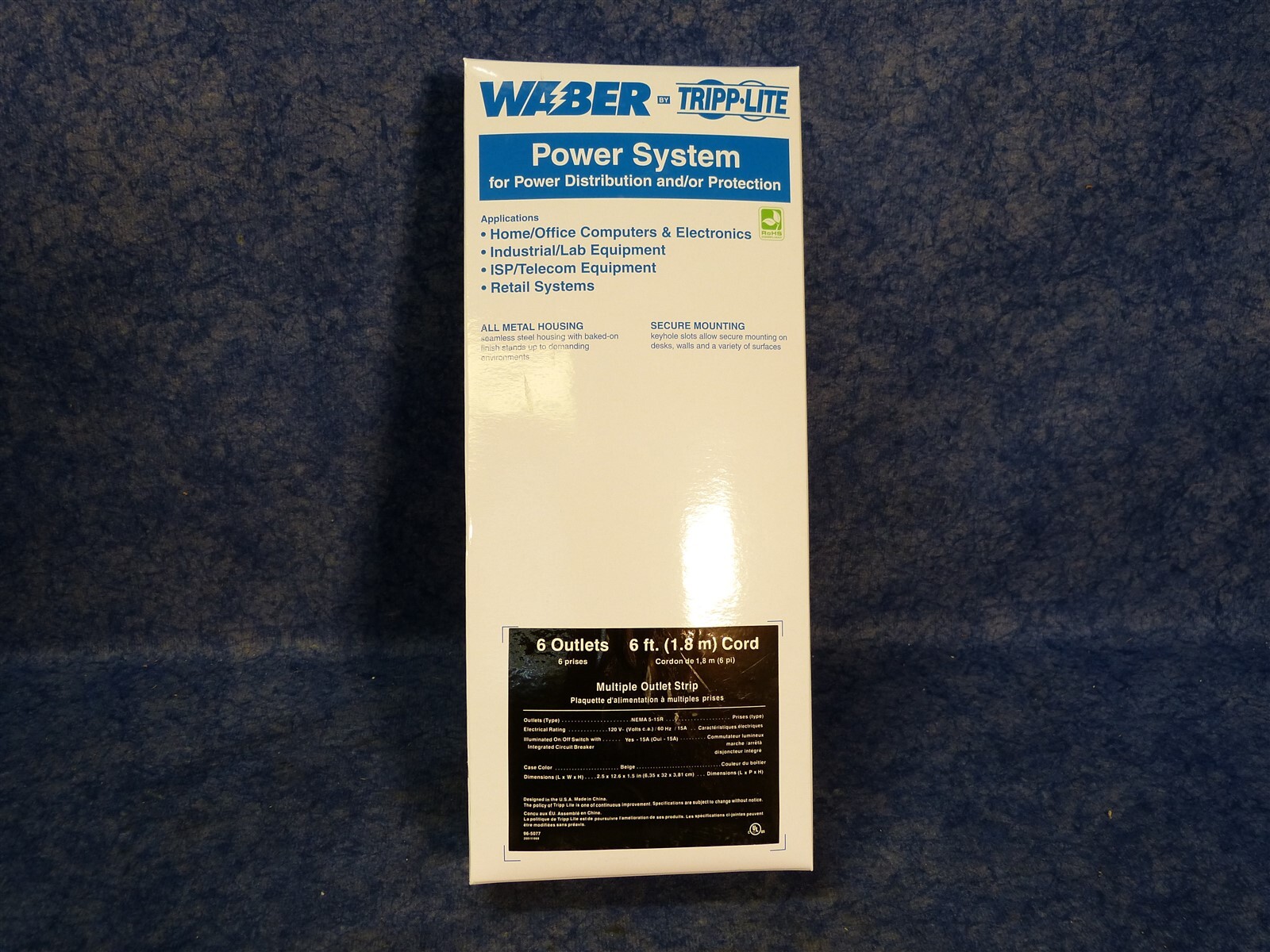 Tripp-Lite Waber Industrial Power Strip, 6-Outlet, 6ft cord, Metal ...