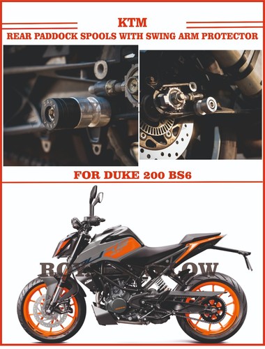 KTM Rear Paddock Spools With Swing Arm Protector for DUKE 200 BS6 - Exp ...