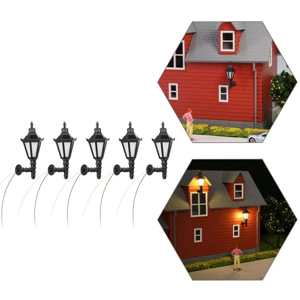 5pcs Model Railway OO Scale 1:75 Hanging Lamps Outdoor Wall Lights ...