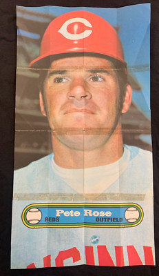 1972 Topps Pete Rose Cincinnati Reds Poster- VERY RARE 9 7/16" x 18" VG ...