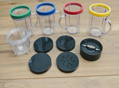 Magic Bullet MB1001 Cups, lids, blade and strainer lids great extra set ...