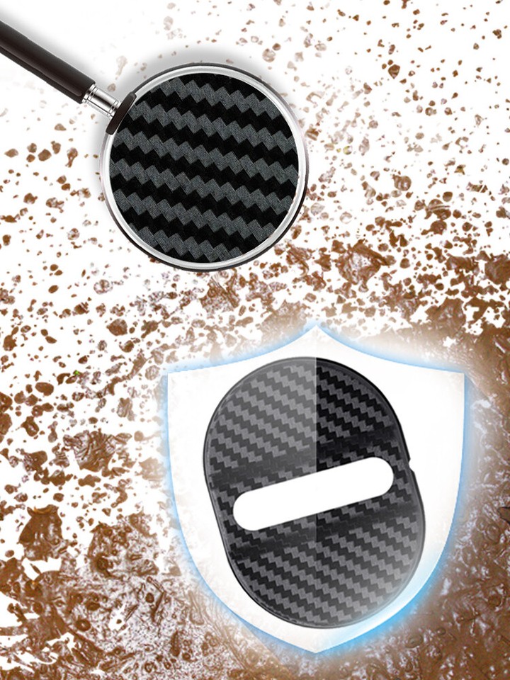 4× Carbon Fibre Car Door Lock Protector Cover Anti Rust Sticker Trim ...
