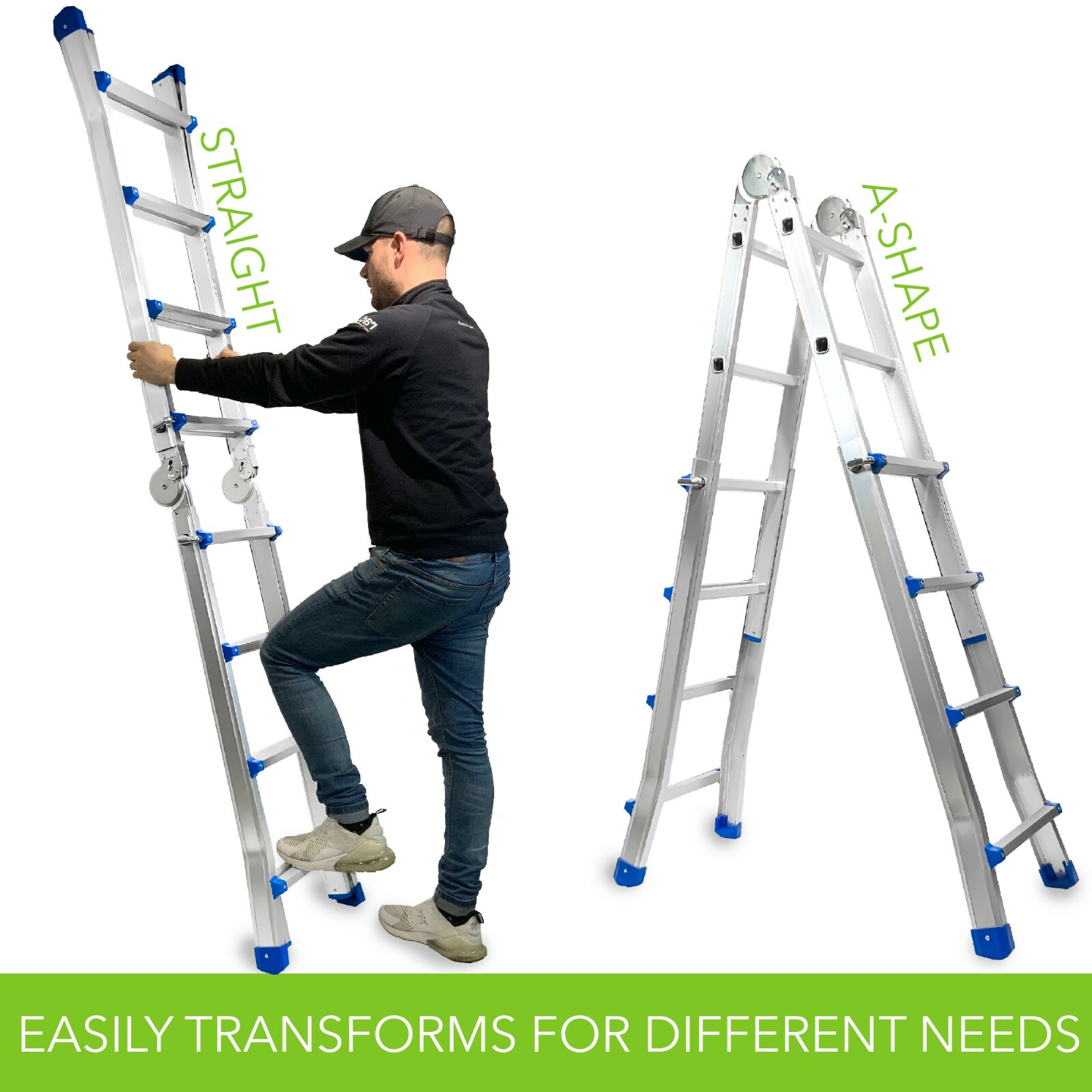 4m Multi-Purpose Combination StepIt Step Ladder-Combination Ladder for ...