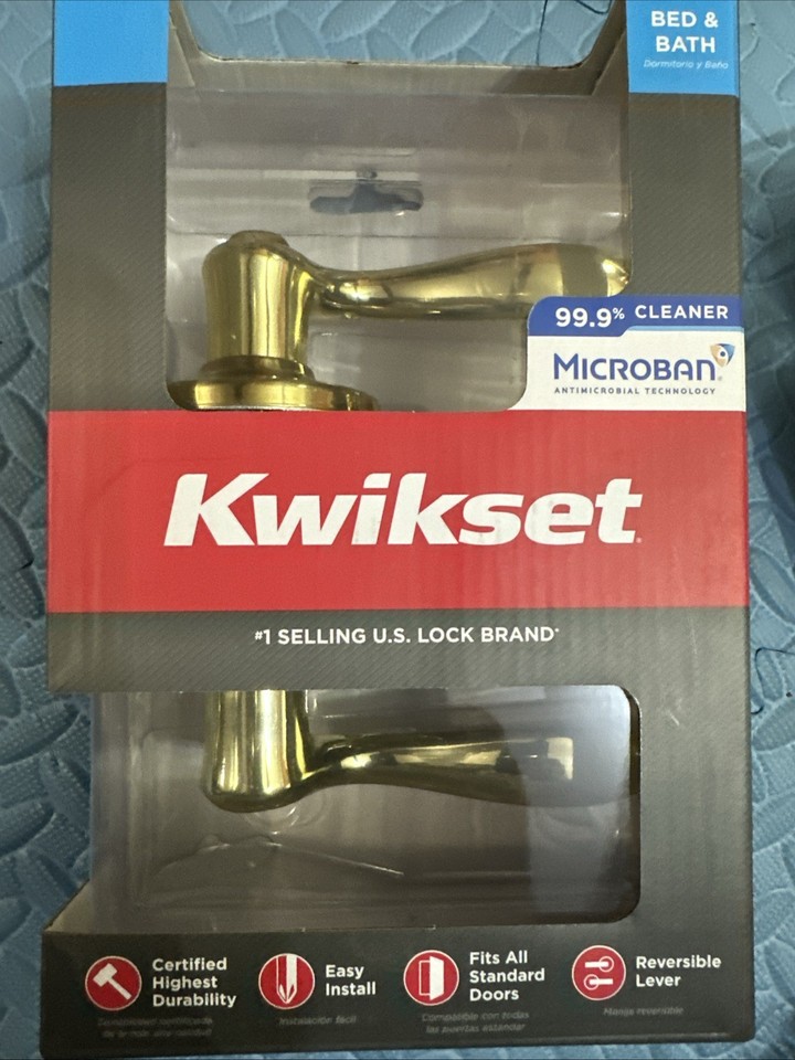 Kwikset Tustin Polished Brass Privacy Lockset ANSI/BHMA Grade 2, 1-3/4 ...
