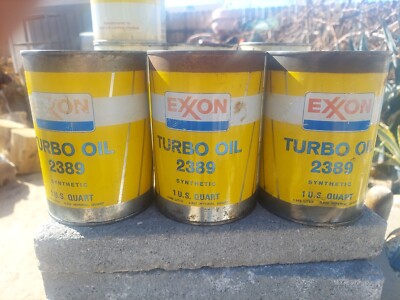 3 VINTAGE EXXON TURBO OIL 2389 METAL CAN Sealed Full | eBay