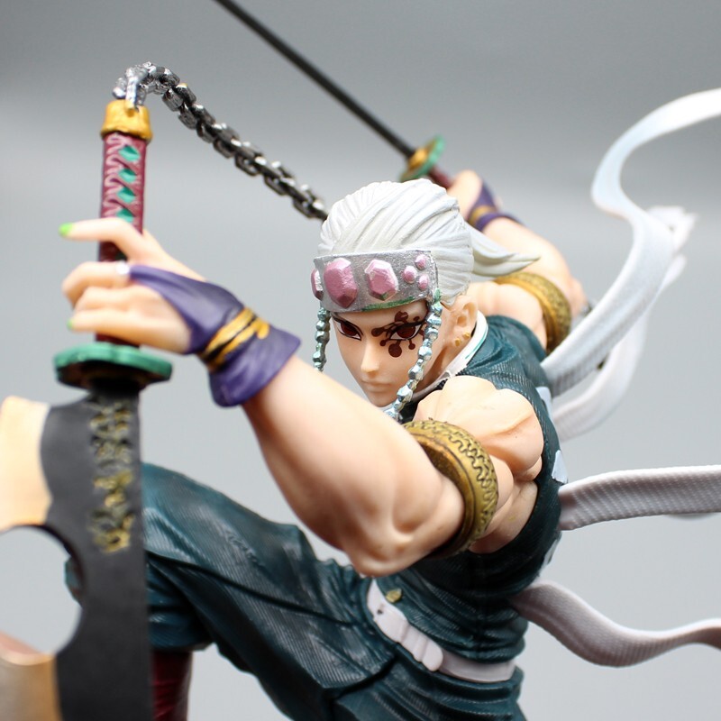 Anime Demon Slayer Figures Uzui Tengen 2 Head Figurine PVC Statue Toy ...