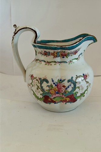 Vintage Cauldon English Milk Pitcher Creamer Pink Blue Flowers Gold ...
