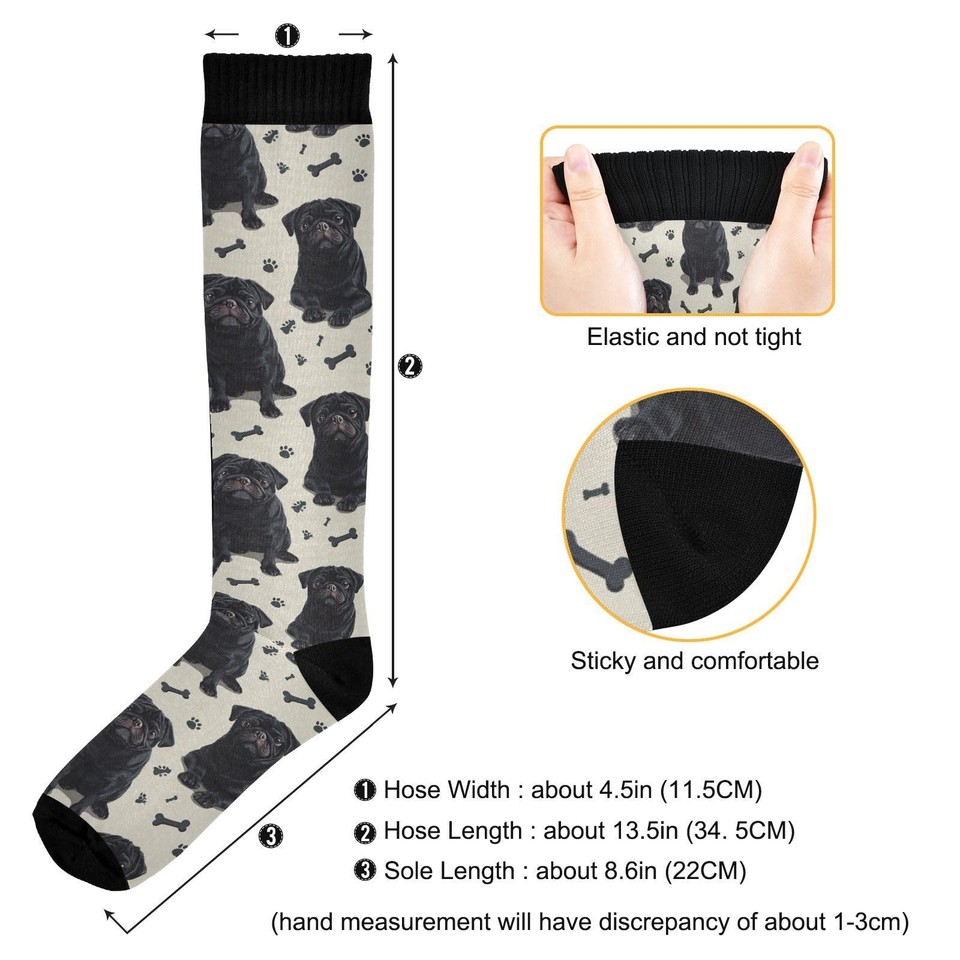 XDKDZIS Black Pug Dogs Compression Socks Knee High One Size, | eBay