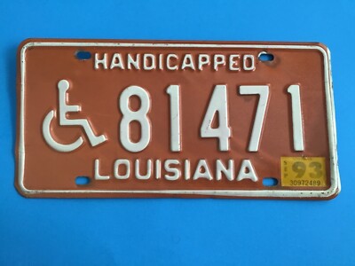 1993 Louisiana Handicapped Disabled License Plate Tag Handicap | eBay