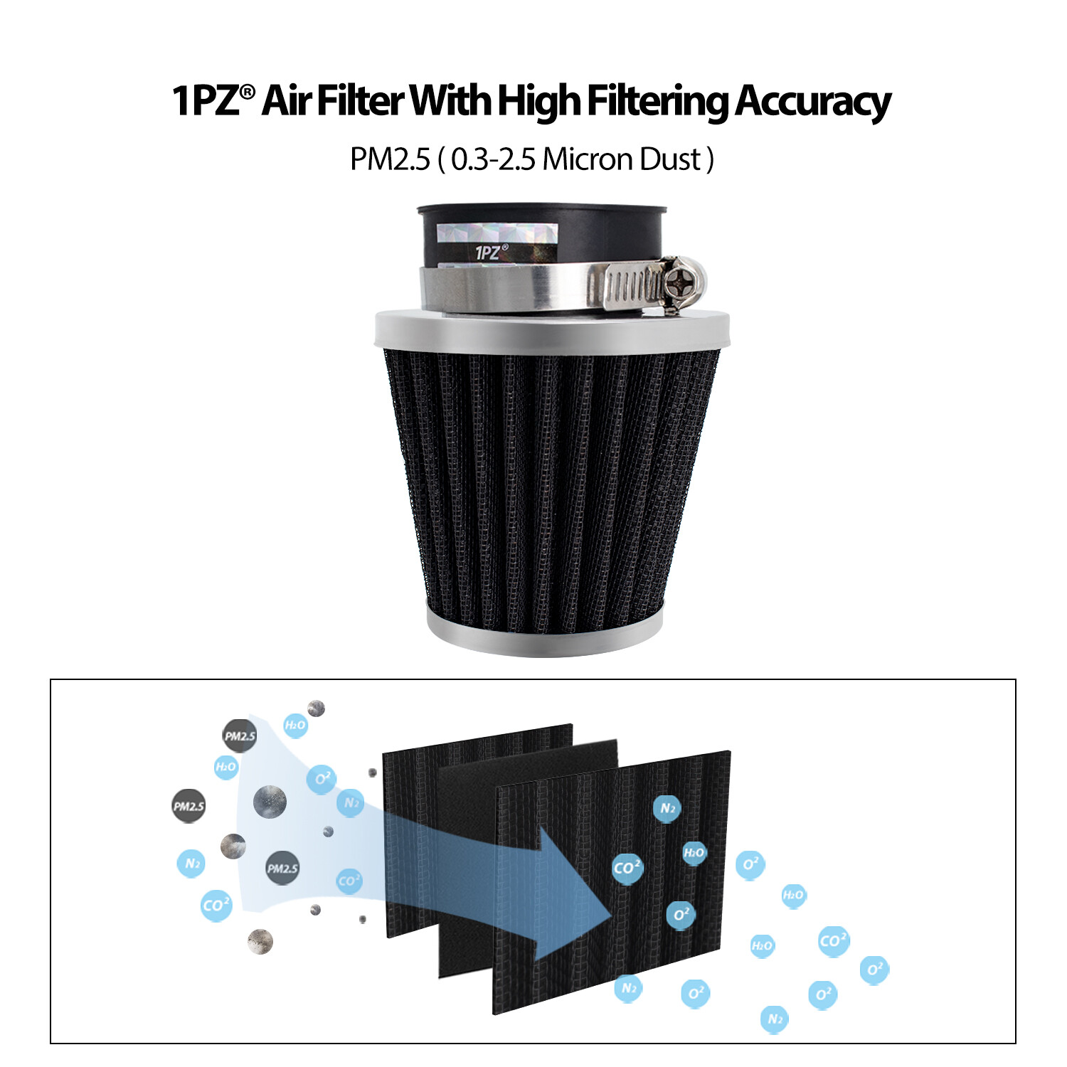 2 Washable Tapered 48-50mm Chrome Pod Air Filter Motorcycle Cafe Racer ...
