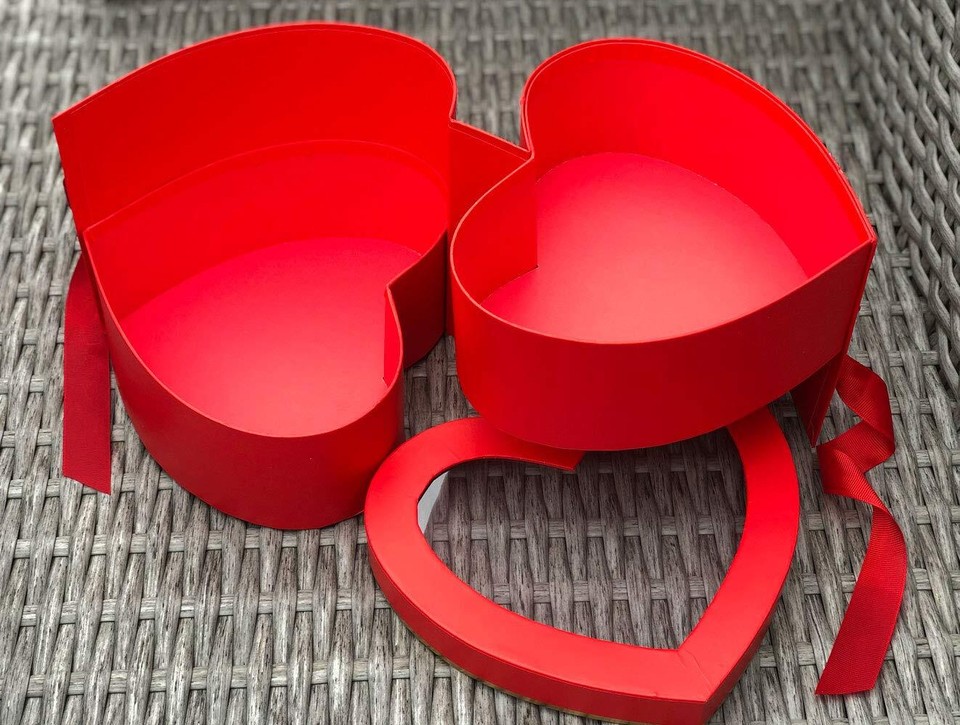Premium Quality 2 Layer Heart Shaped Flower Box Floral Gift Box with ...