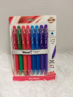 Pentel WOW! Ballpoint Pens 8 Assorted Ink Medium Point W/Triangular ...