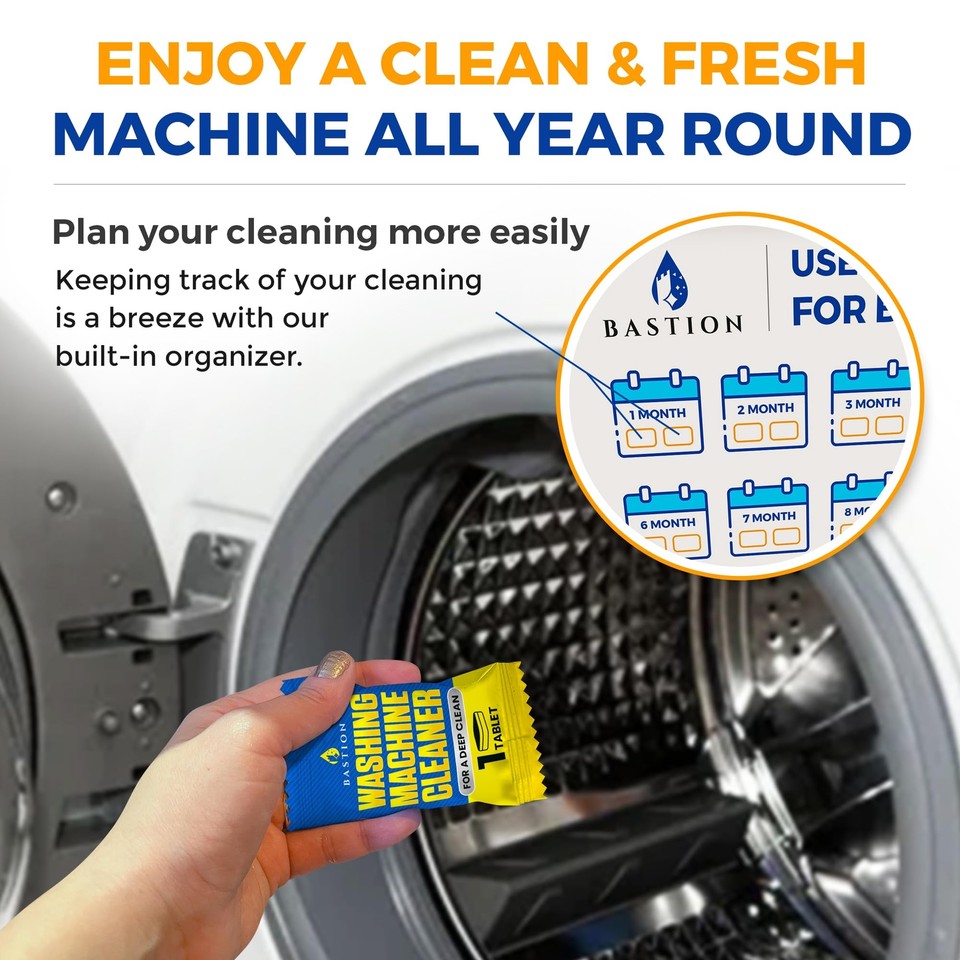 Bastion Washing Machine Cleaner, Deodorizer, & Descaler 6-Pack - 3 ...