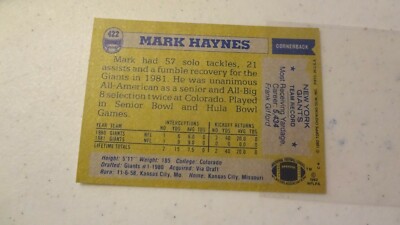 1982 TOPPS # 422 MARK HAYNES FOOTBALL CARD | eBay