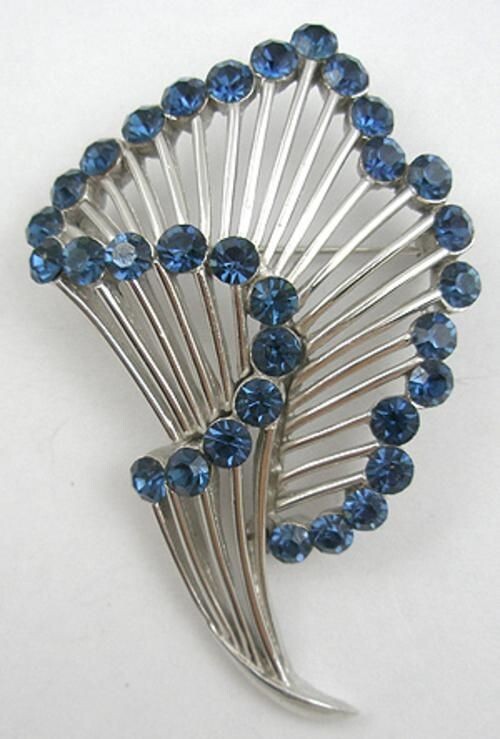 10.00Ct Round Blue Sapphire Lab Created feather Brooch Pin 925 Sterling ...