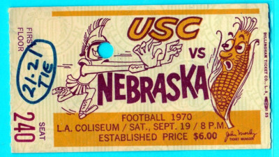 Nebraska Cornhuskers -VS- USC Trojans - 9/19/1970 - College Football ...