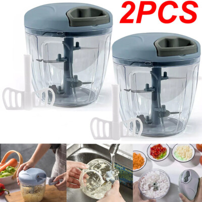 🔥2PCS Pull Cord Pulling Food Chopper Manual Vegetable Slicer Hand ...