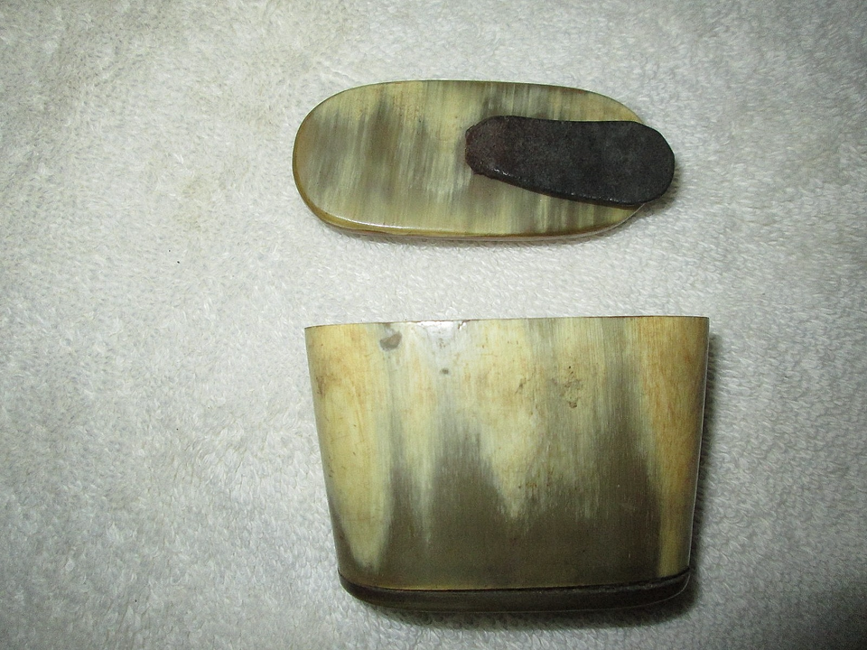 Civil War era powder horn and horn snuff box | eBay