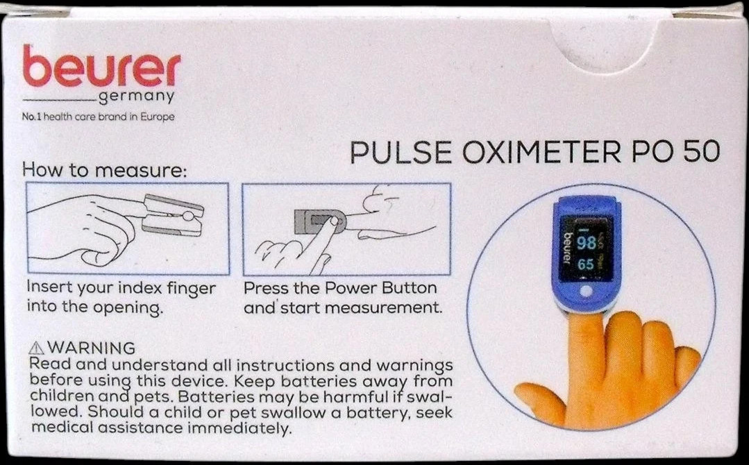 Beurer PO50 Fingertip Pulse Oximeter, Blood Oxygen Saturation Heart ...