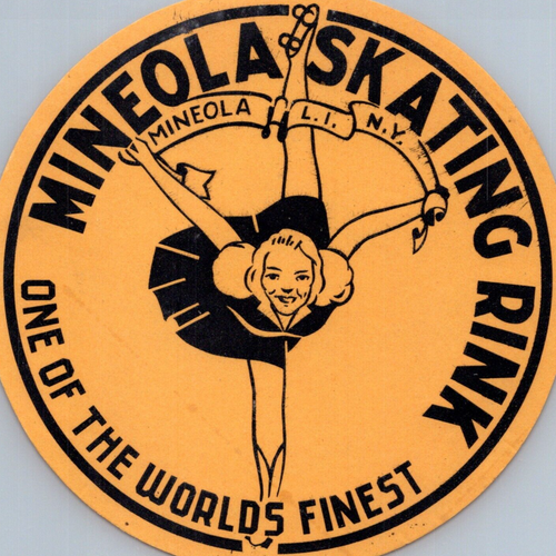 1940s Mineola Roller Skating Rink Sticker Label Decal Long Island New ...