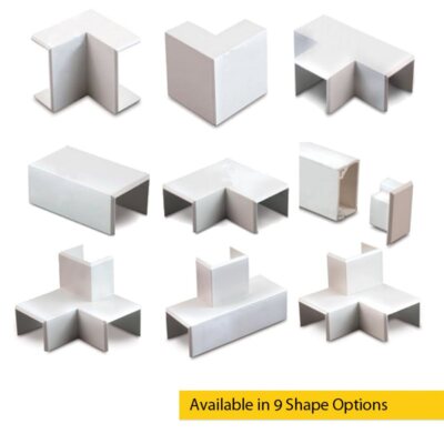 25 x 16 PVC Mini Cable Trunking Shapes Connectors for Energy and Data ...