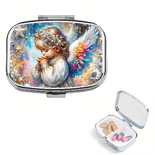 Angel Wish Design Two-Compartment Pill Box Portable, Travel Size Great ...