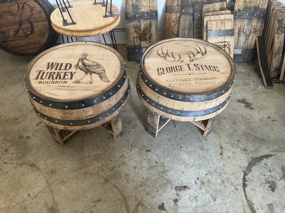 Whiskey Barrel End Table - Barrel Head End Table Customized Engraving ...