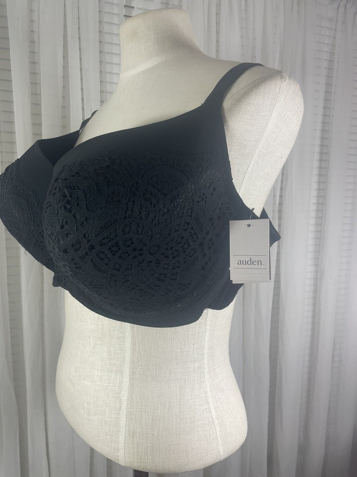 Auden Bra Plus Size 46DDD Black Underwire Molded Cups Back Closure ...
