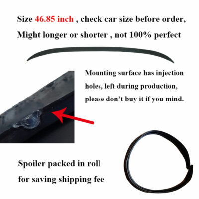 46.85in Fit For Lincoln MKS 2009-16 Rear Rubber Trunk Lip Spoiler Wing ...