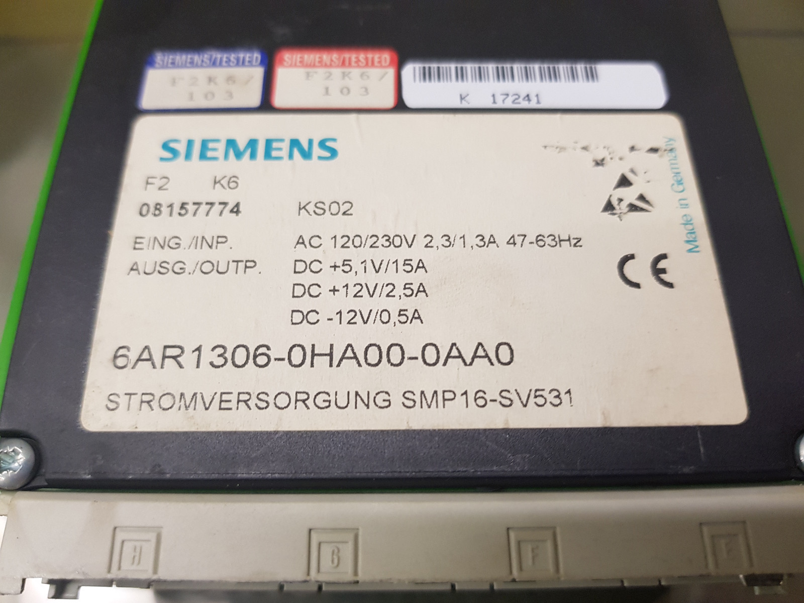 Siemens Sicomp SMP16-SV531 6AR1306-0HA00-0AA0 Power Supply for sale ...