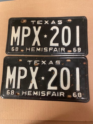 1968 Texas License Plate Pair Chevy Ford | eBay