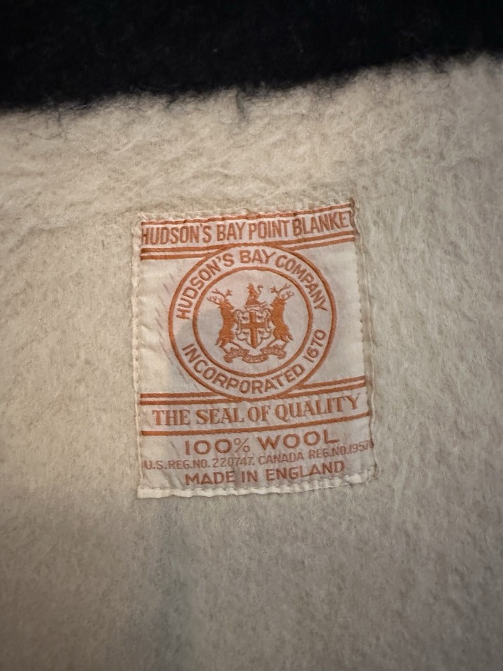 VTG Hudson's Bay Point Wool Stripe Blanket Made In England Label | eBay