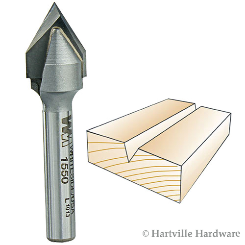 Whiteside #1550 V Groove 60 -Degree Included Angle Router Bit - 1/4 ...