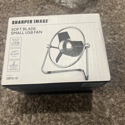 Sharper Image~Soft Blade 2 Speed Quiet Operation USB Metal Chrome Frame ...