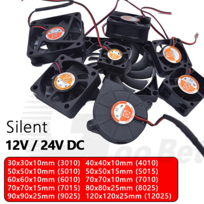 12V 24V 30mm-120mm PC Fan Silent Cooling Heat Sink Computer Case 2 Pin ...