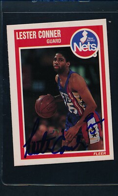 1989/90 Fleer #96 Lester Conner New Jersey Nets Signed Auto *54190 | eBay