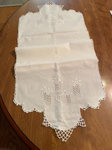 Ming Tree/Bonsai 2 VTG Dresser Scarf/Table Runners White on White | eBay