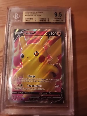 BGS 9.5 GEM MINT Pikachu V 170/185 Full Art Pokemon Vivid Voltage | eBay