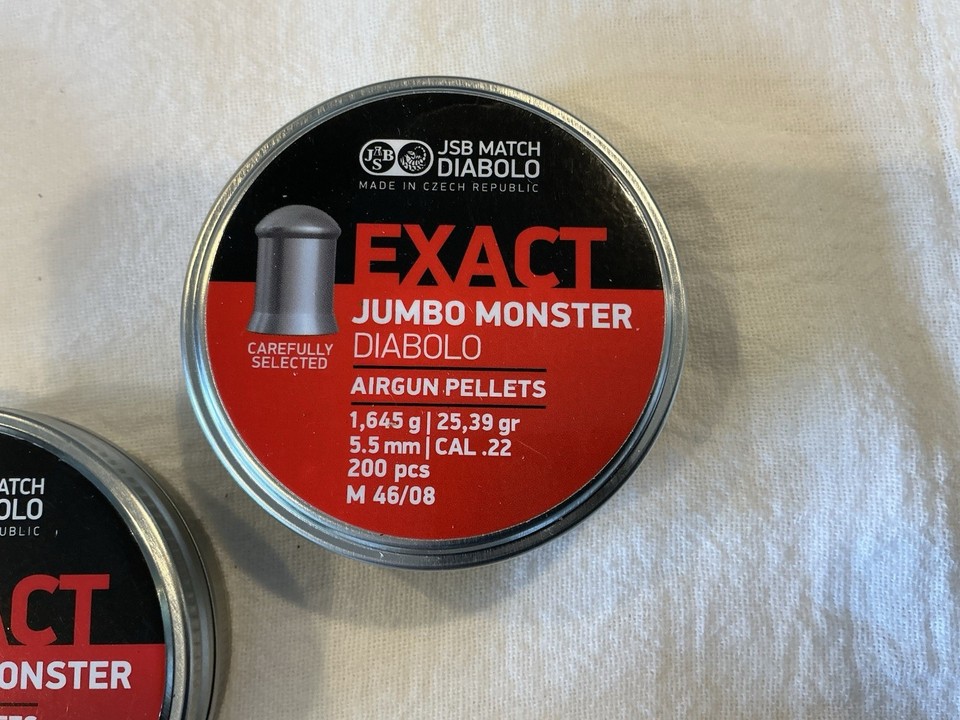 5 Tins JSB Match Diablo EXACT JUMBO MONSTER .22 Caliber Premium Airgun ...