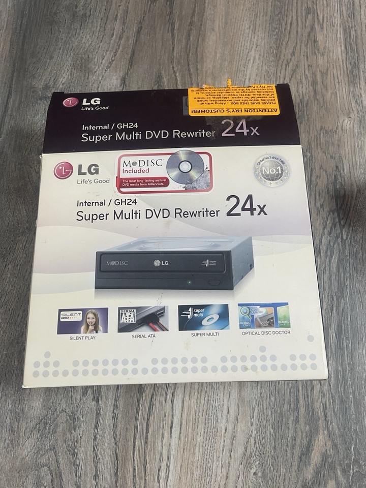 LG Super-Multi 24x Internal DVD±RW/CD-RW Drive - Black (GH24NS90 NEW ...