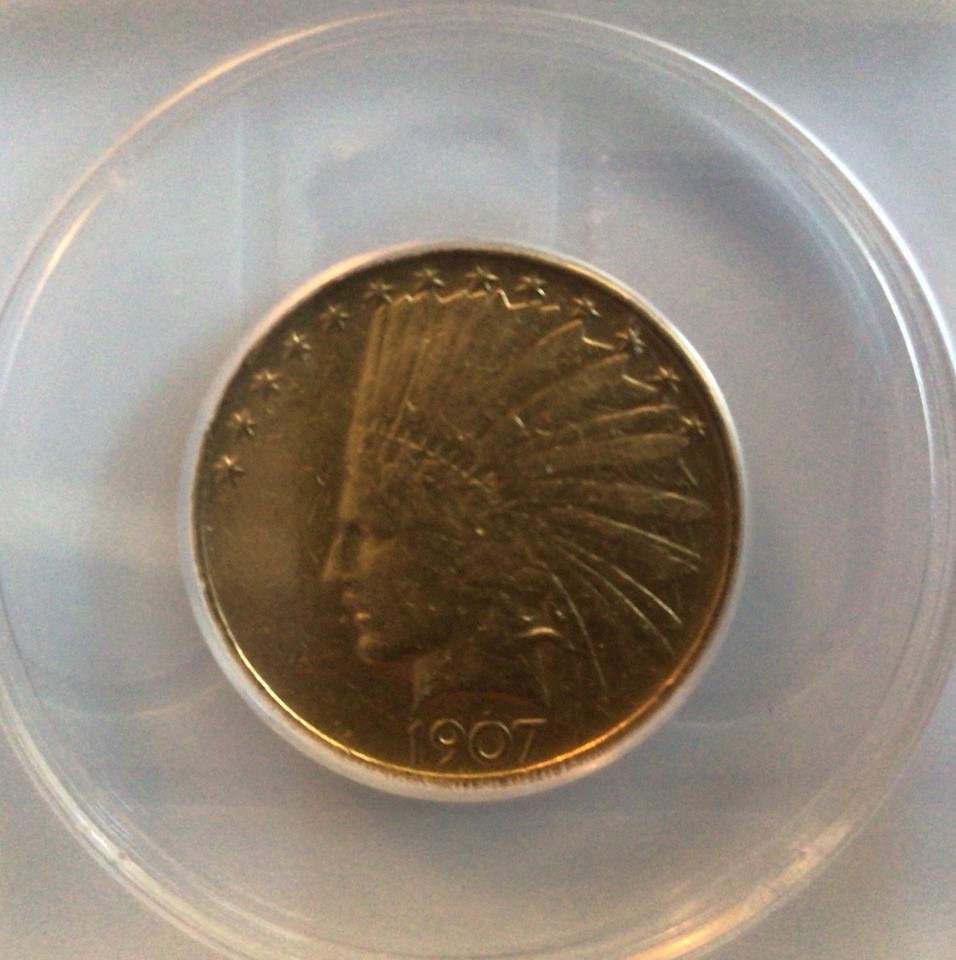 1907 Indian Head Golden Eagle $10 Coin, ANAC Grade EF40, has Motto Good ...