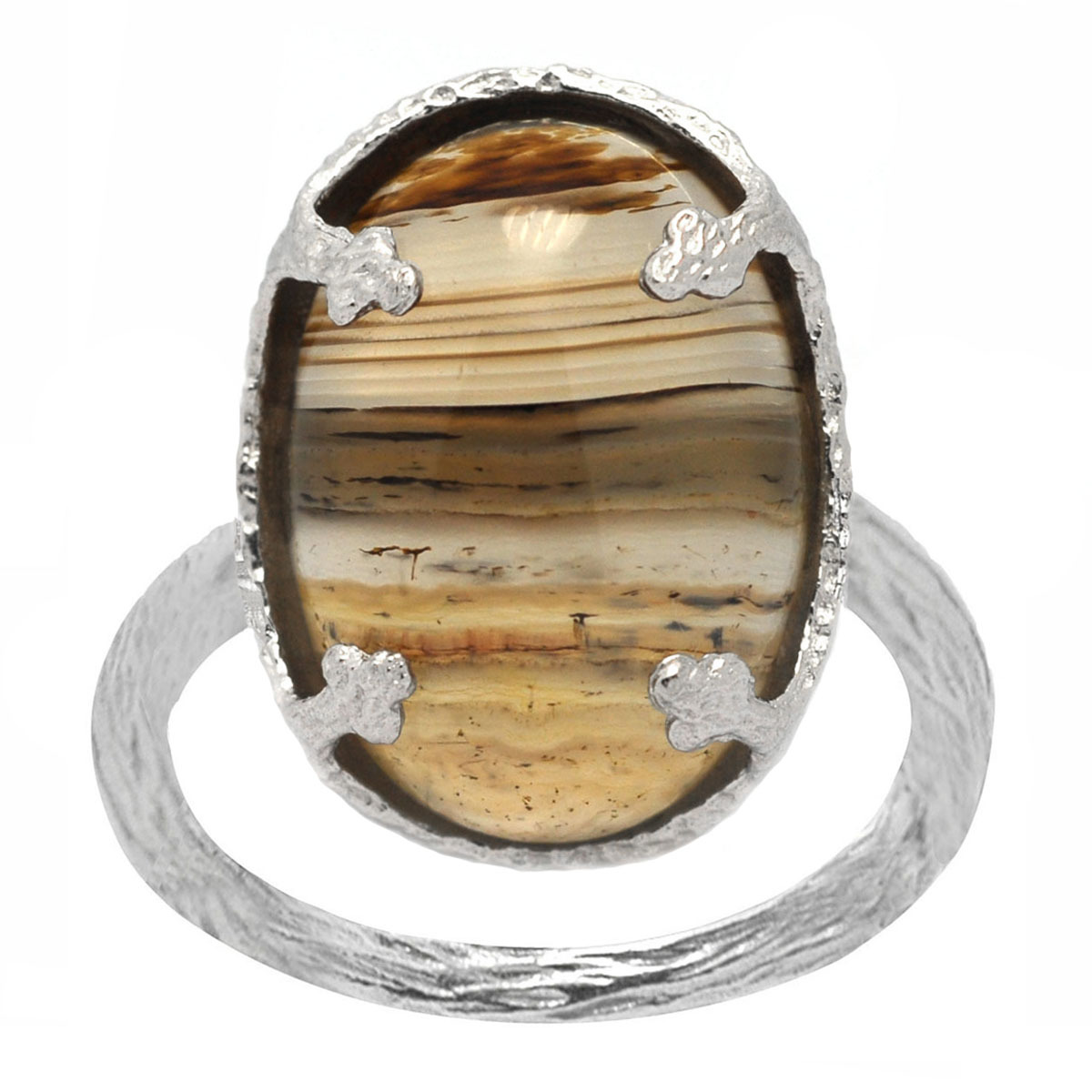 De Buman Natural Agate 925 Silver Ring Size 8 | eBay