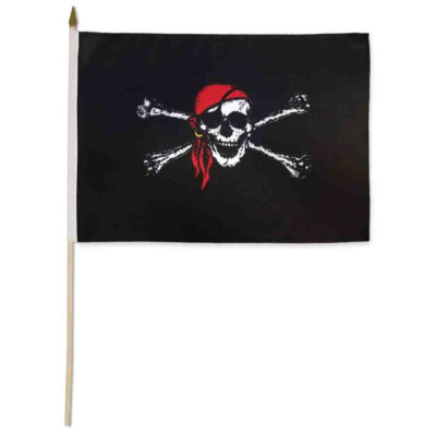 1 Dozen Red Bandana Pirate Stick Flags 12x18in Handheld Pirate Flag ...