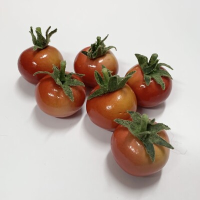 6 Faux Fake Small Tomatoes Food Movie Prop Pretend Realistic Display ...